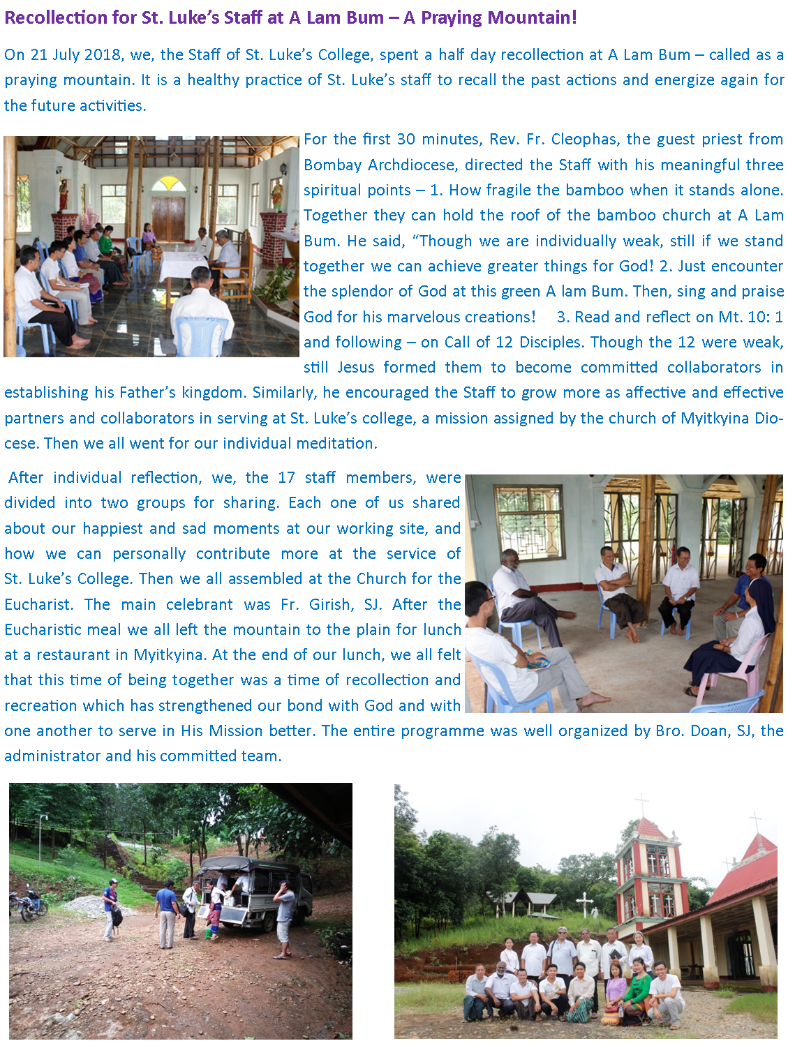 Recollection for St. Luke’s Staff at A Lam Bum- A Praying Mountain ...